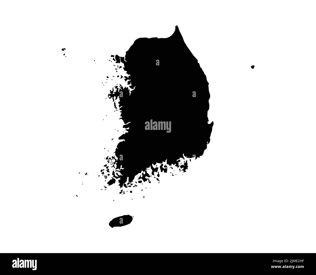 Carte de la Corée du Sud. Carte du pays coréen. Noir et blanc ROK ...