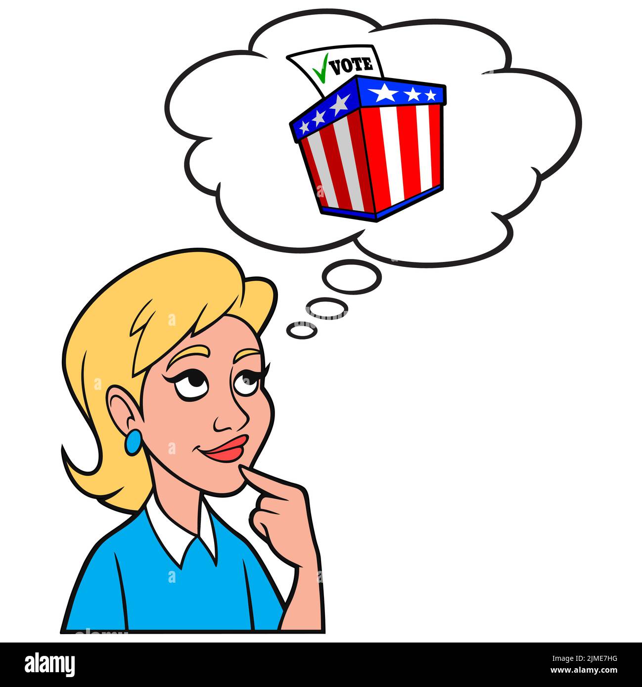 Une fille pense à un bulletin de vote Box - Une illustration de dessin ...