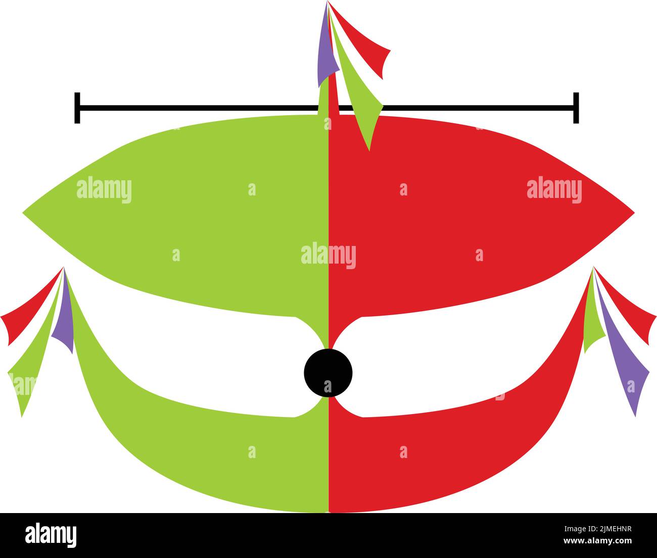 A vector illustration of Malaysian traditional kite in red and green Wau Merdeka on white ...