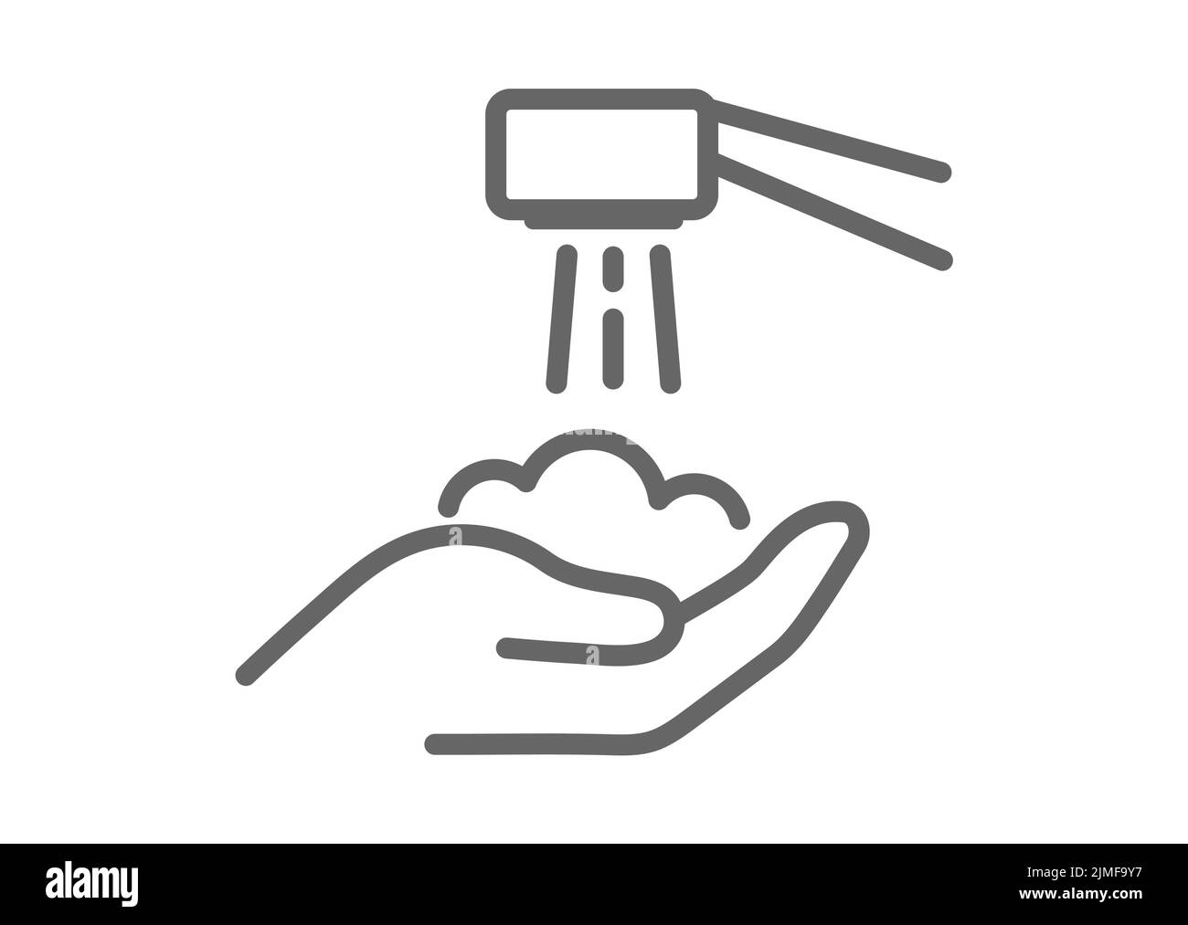 Mains propres. Une main sous un jet d'eau. Étiquettes d'icônes ...