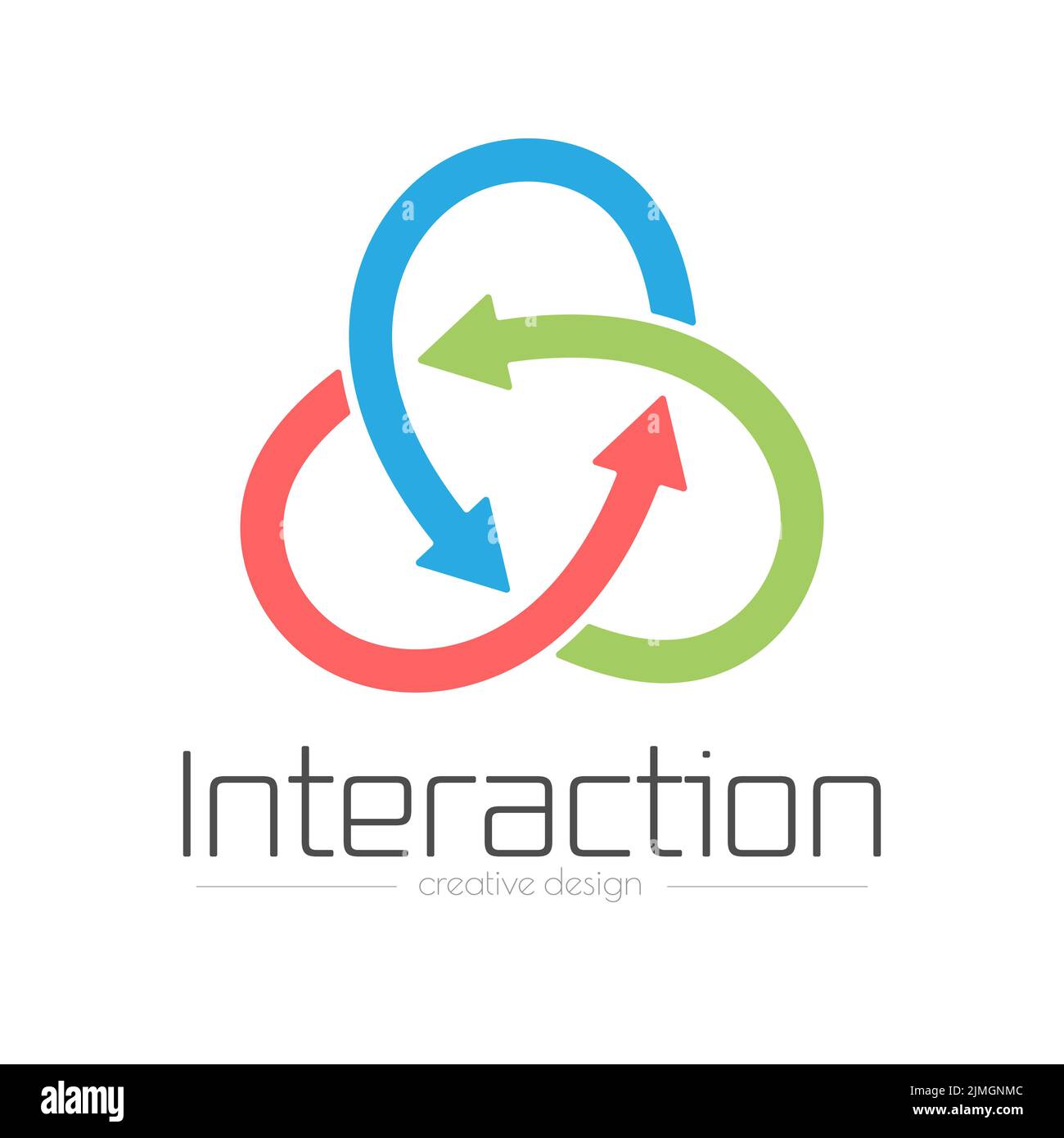 Interaction. Modèle de logo de flèches entrelacées pour les sites Web ...