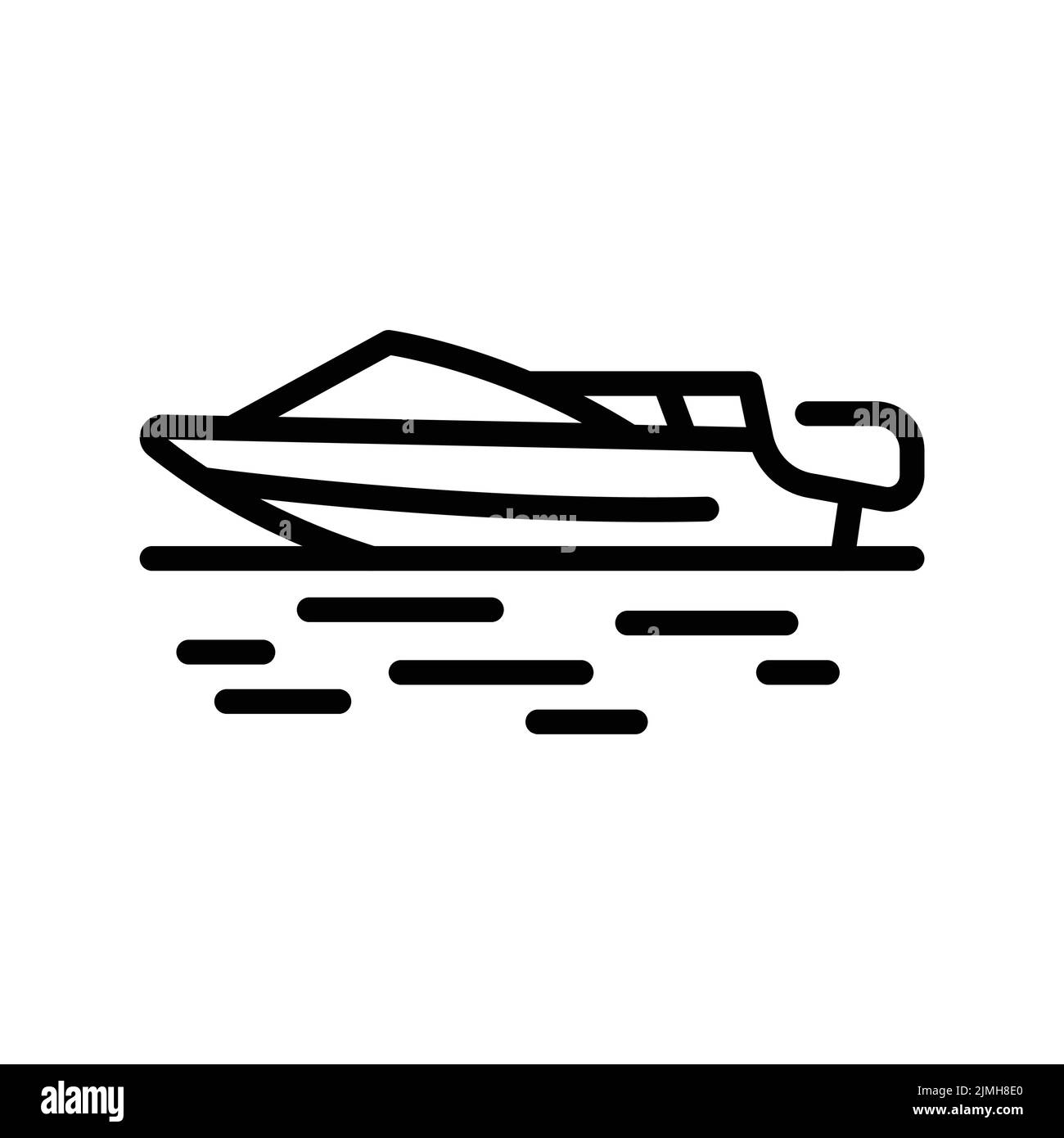 Icône de la ligne noire du bateau à moteur. Activité de l'eau ...