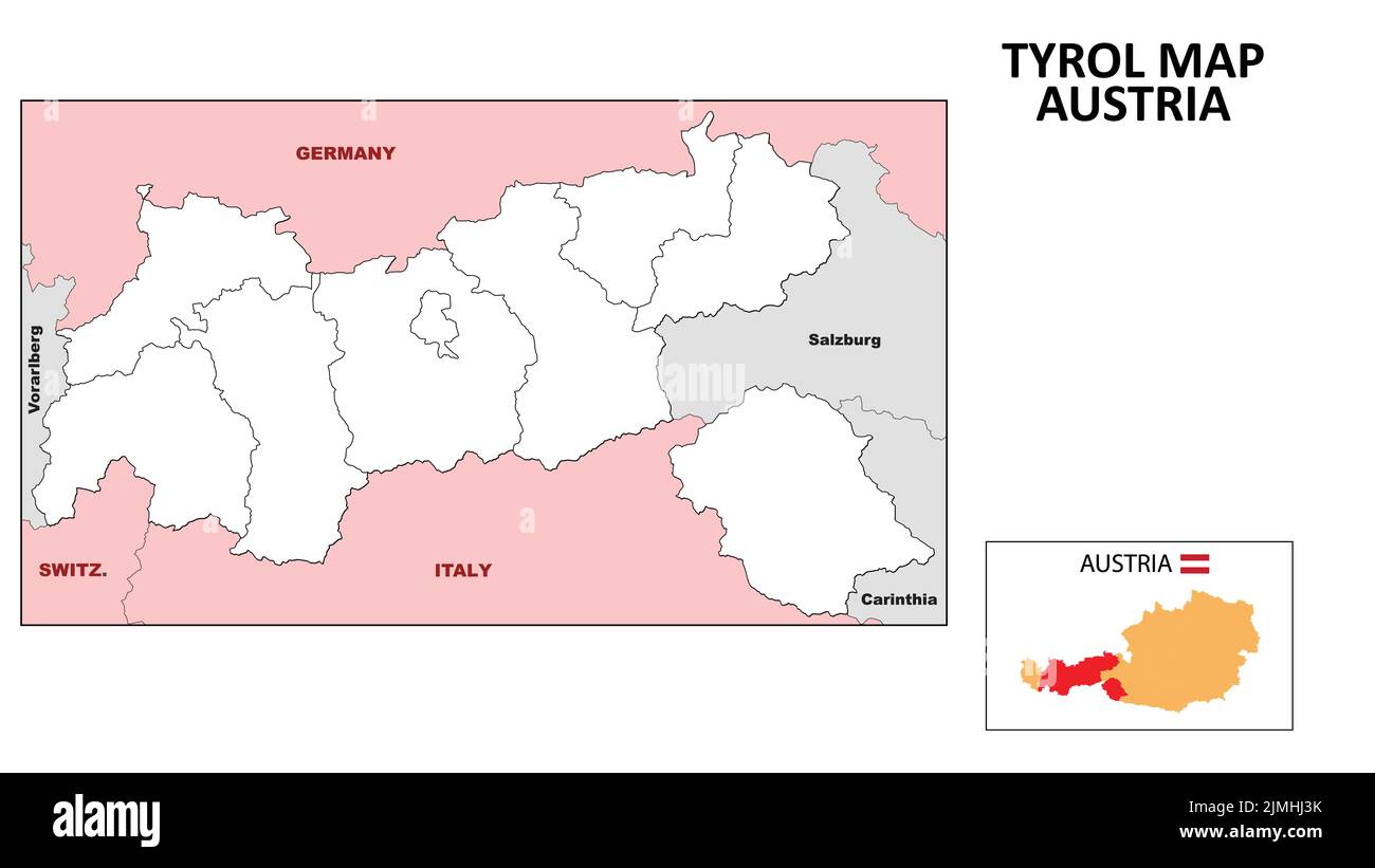 Carte du Tyrol. Carte de l'état et du quartier du Tyrol. Carte ...