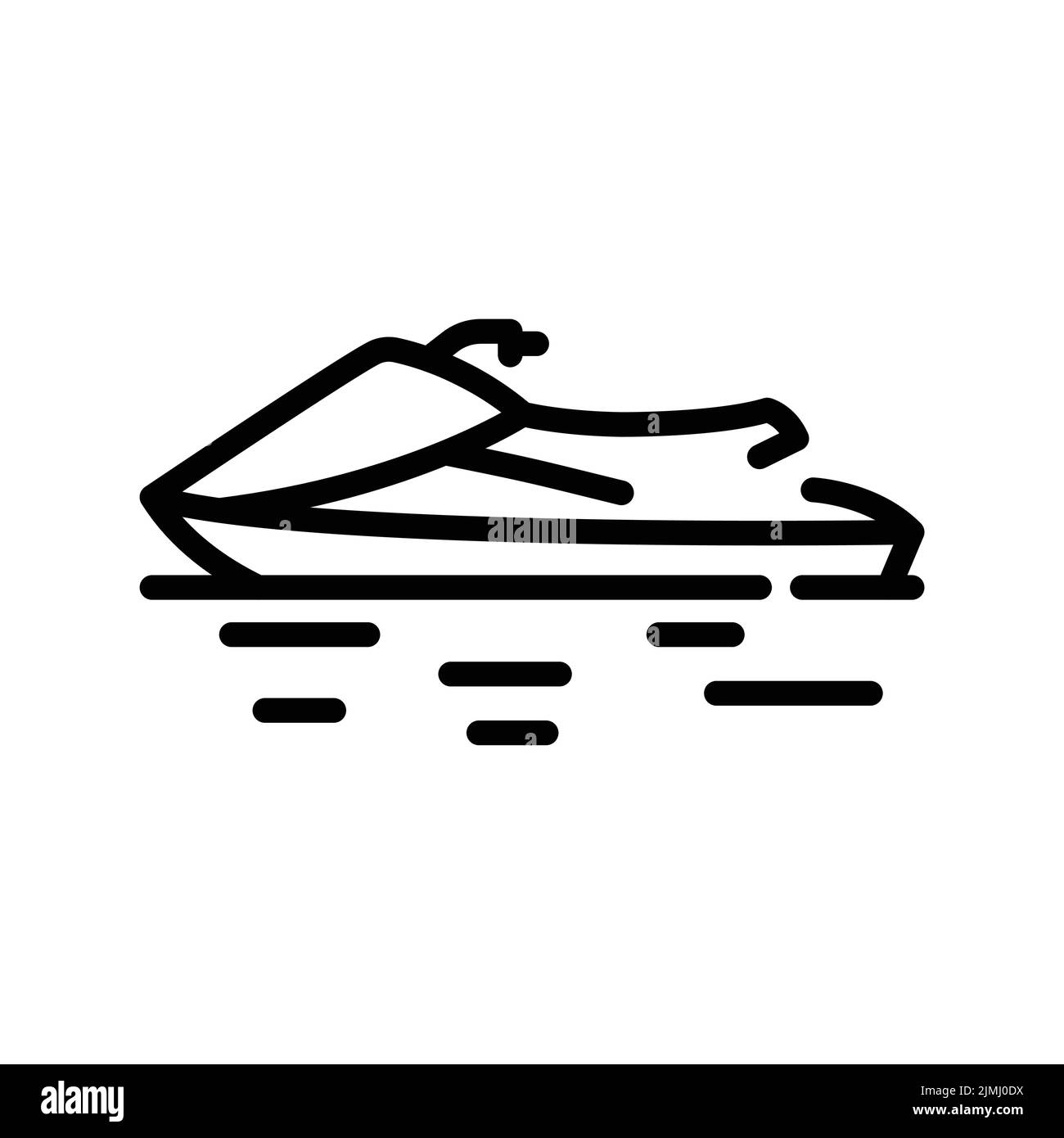 Icône de la ligne noire du bateau à moteur. Activité de l'eau ...
