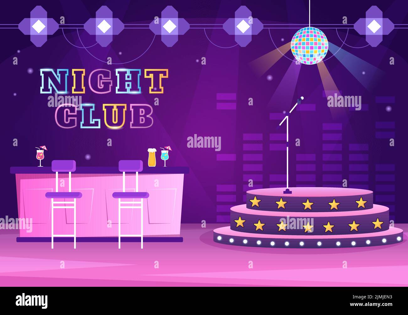 Discothèque intérieure dessin animé Illustration pour la vie nocturne ...