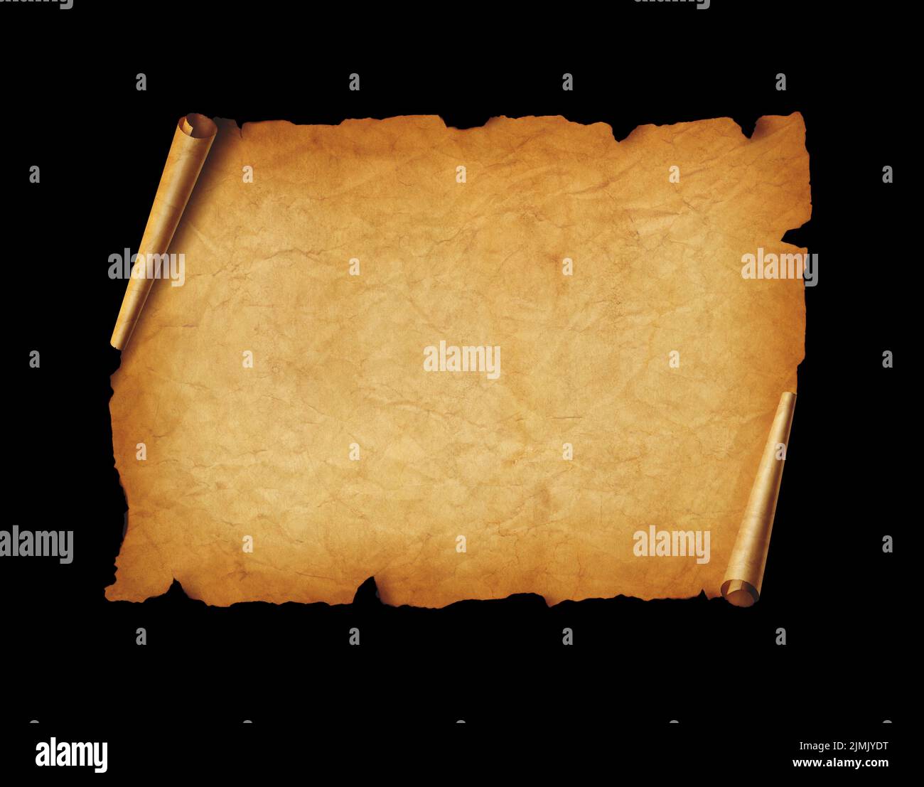 Feuille de papier médiévale ancienne. Rouleau parchemin horizontal ...