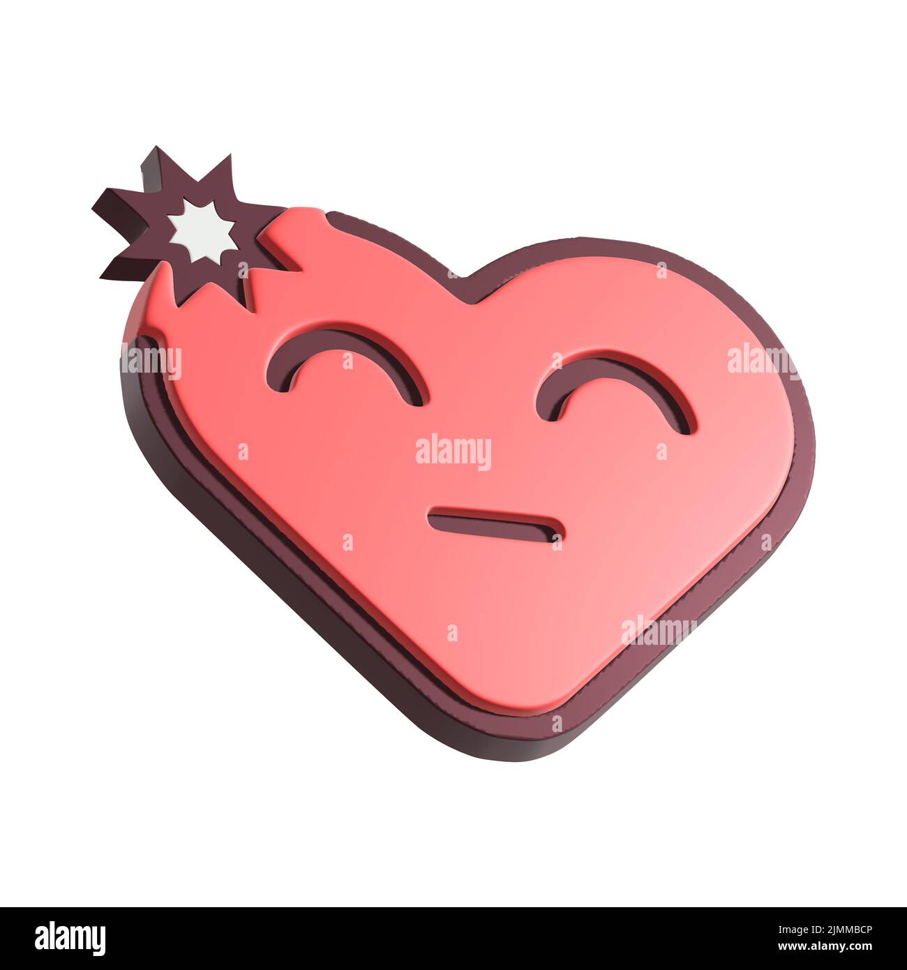 Coeur drôle Smiley visage 3D illustration. Personnage de coeur de ...