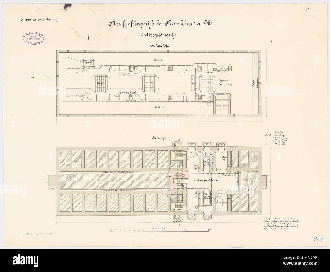 Francfort main frauenanstalt grundriss fundamente und heizung Banque de ...