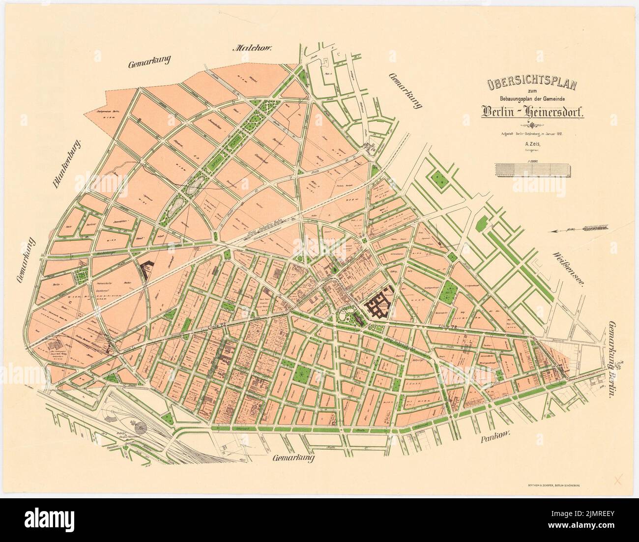 Bebauungsplan der gemeinde heinersdorf 01 1912 Banque de photographies ...