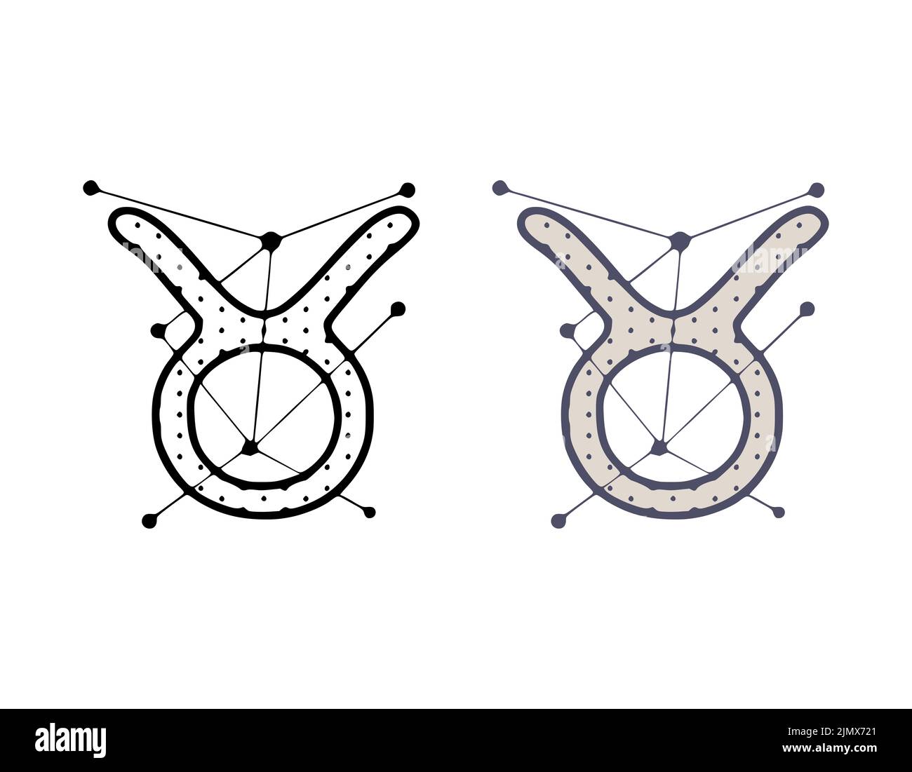 Illustration vectorielle du signe Taurus zodiac en style dessiné à la ...