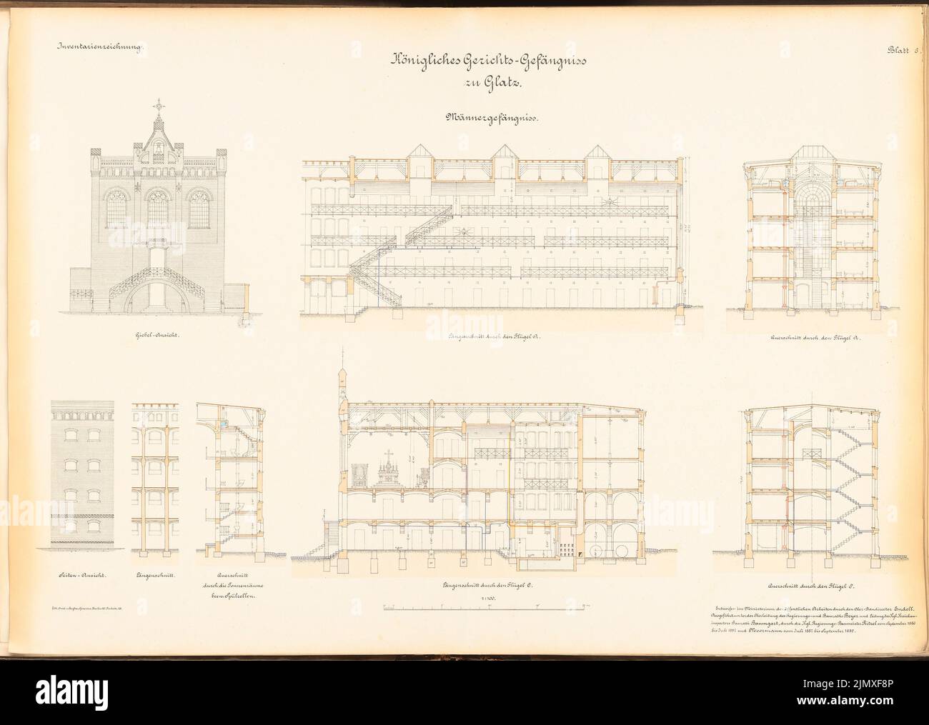Endell Karl Friedrich (1843-1891), cour et prison de Glatz (1886-1889 ...
