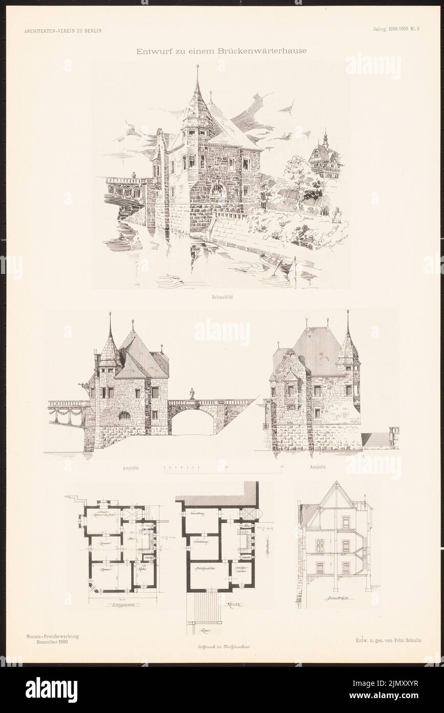 Schultz Friedrich (né en 1876), maison de gardien de pont. (De: Dessins ...
