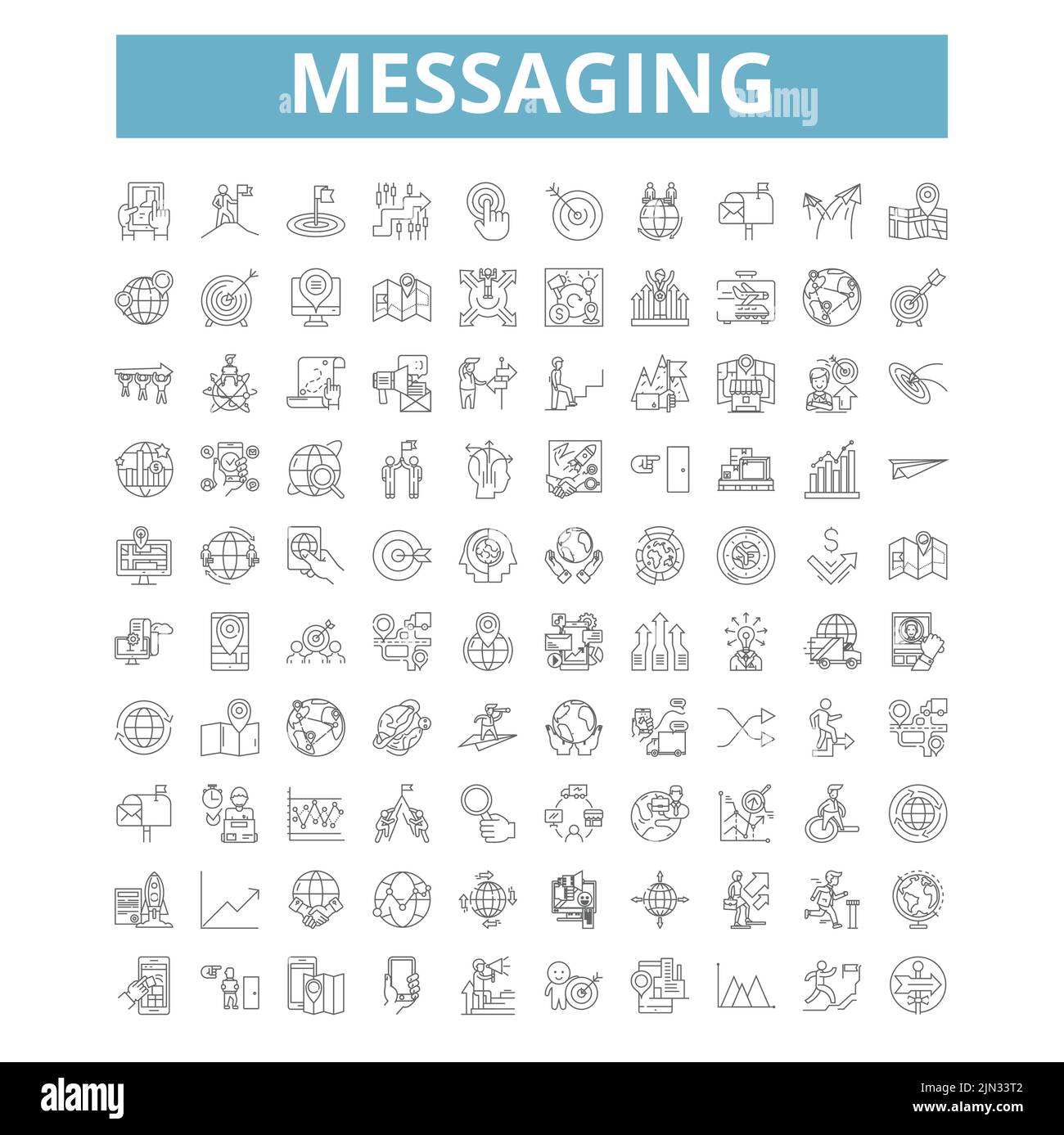 Icônes de messagerie, symboles de ligne, signes Web, ensemble de ...