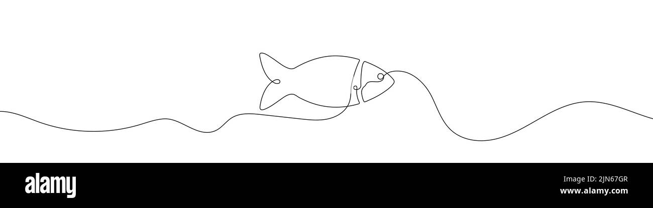 Arrière-plan de la ligne de poisson. Un dessin de ligne continu de ...