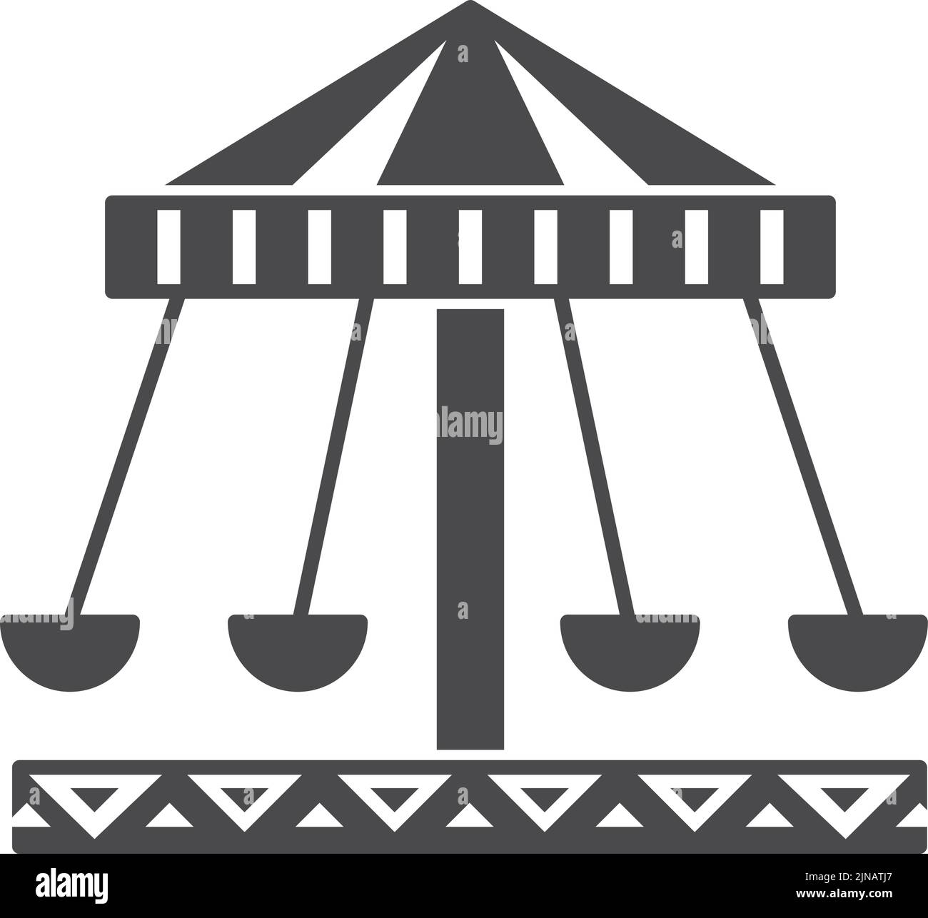 Icône noire d'un parcours équitable tournant. Symbole du parc d ...