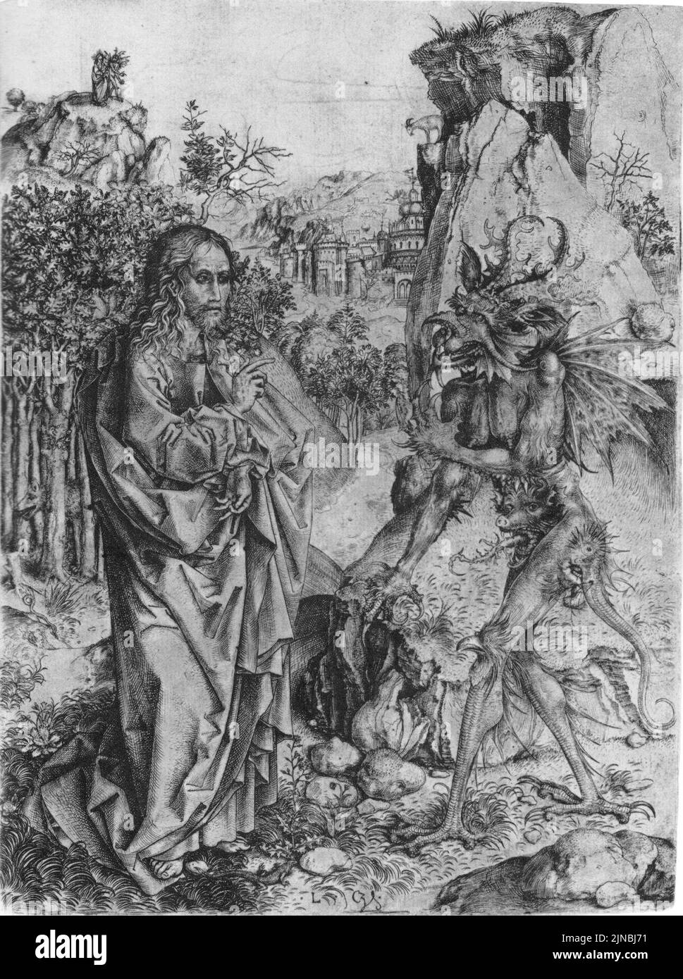 Christ et la tentation Banque d'images noir et blanc - Alamy