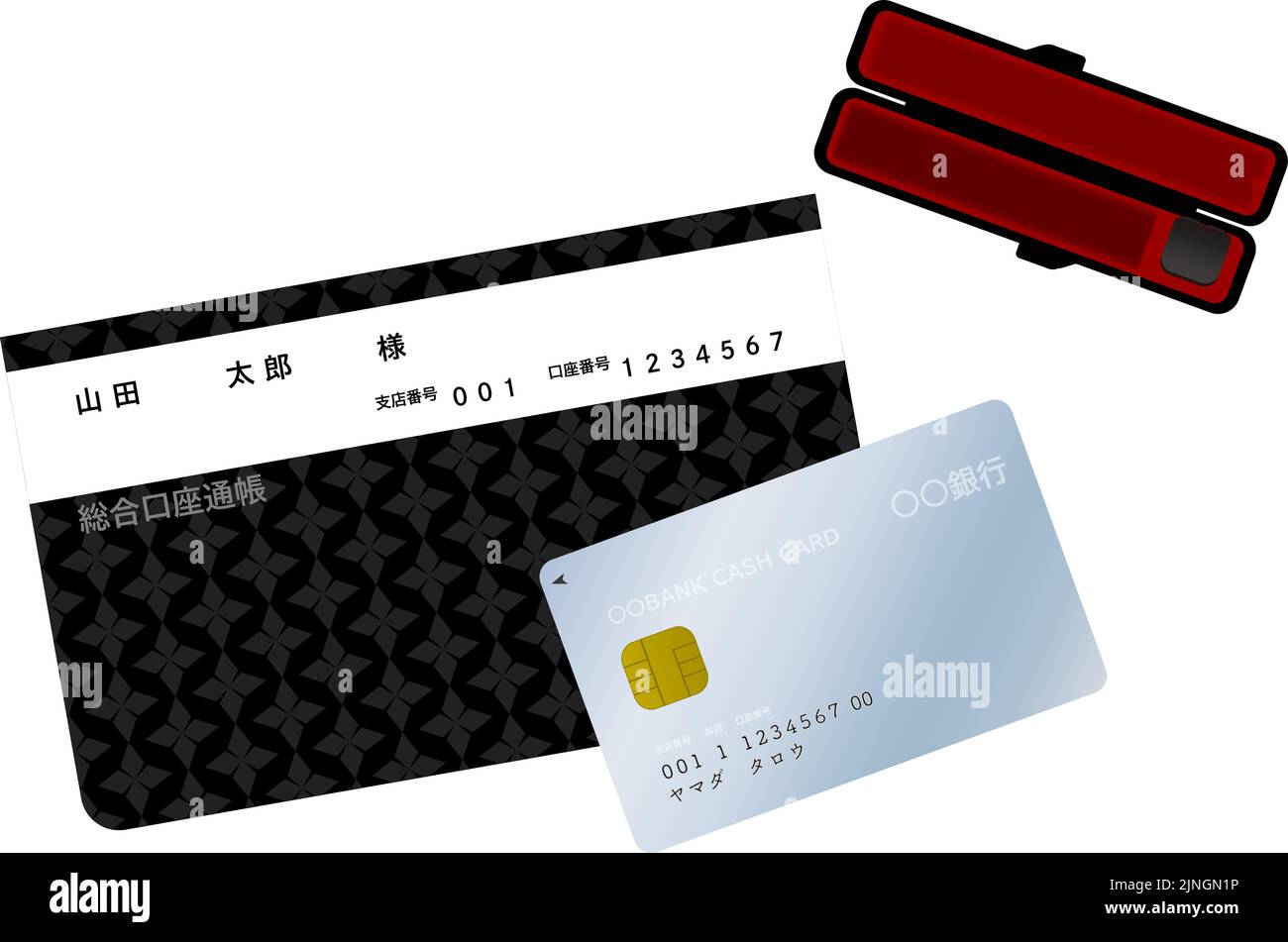 Illustration du livret de banque, de la carte d'espèces et du sceau ...