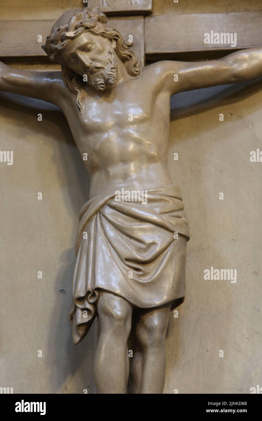 Jésus-Christ mort sur la croix. Détails. Chemin de croix. Station XII ...
