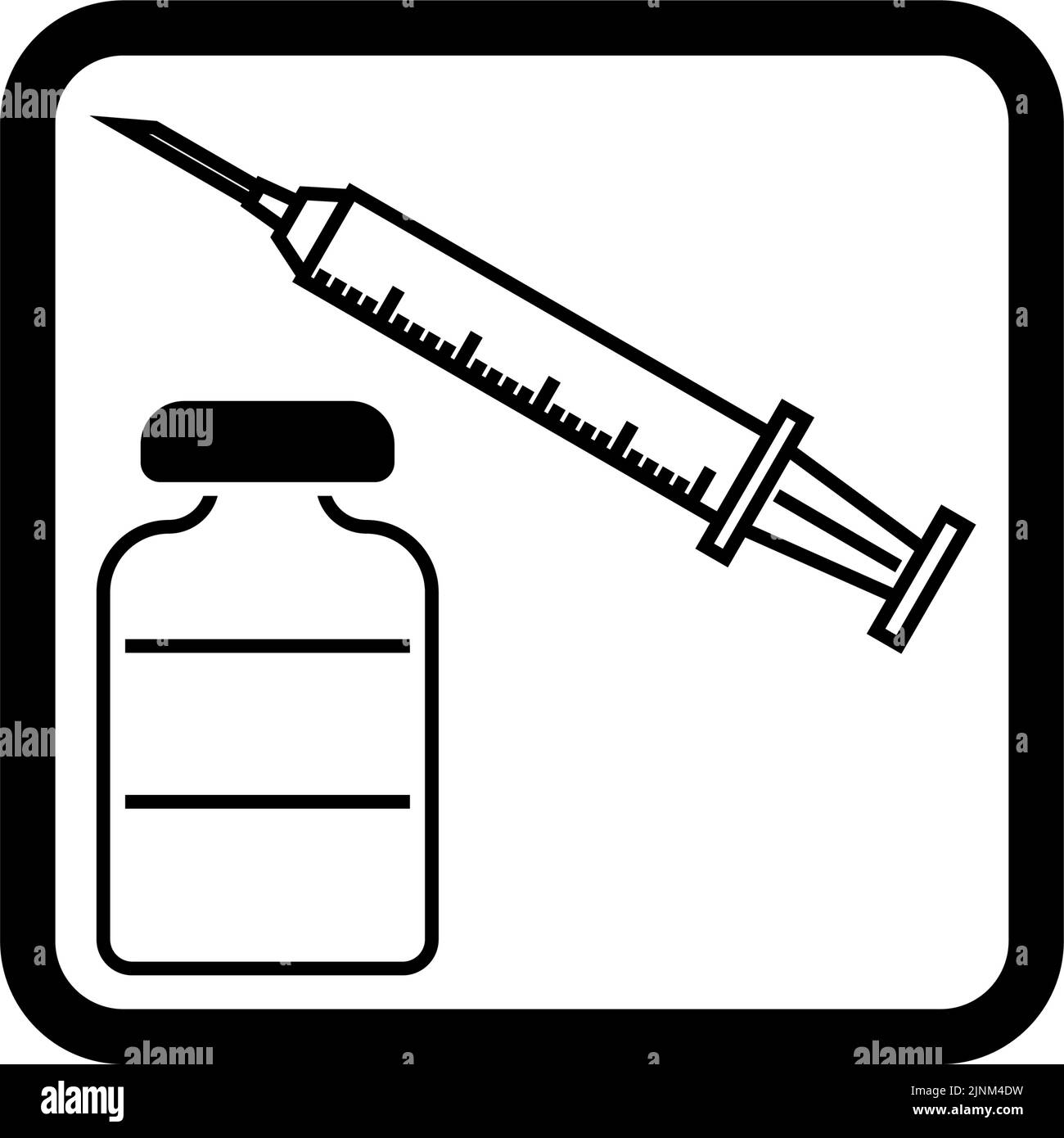Seringue avec flacon de médicament Banque d'images noir et blanc - Alamy