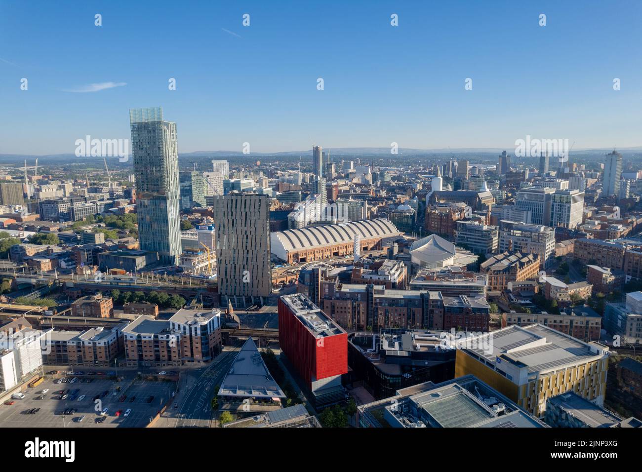Centre ville de Manchester Drone vue aérienne au-dessus du bâtiment ...