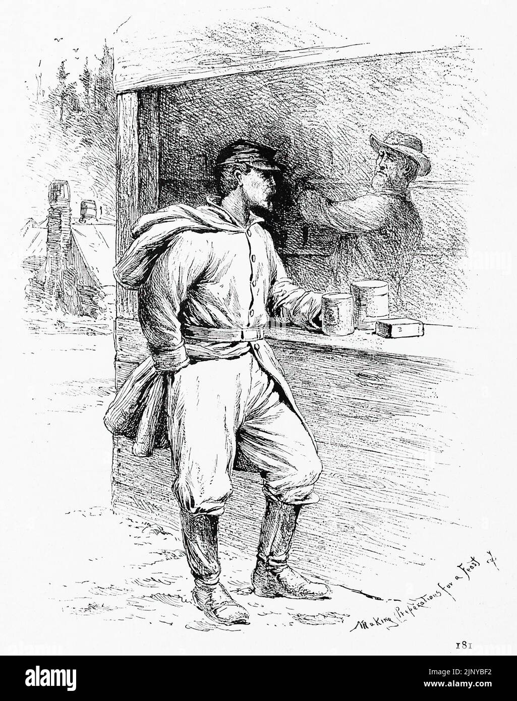 Préparer une fête. Illustration de la guerre de Sécession de 19th ...