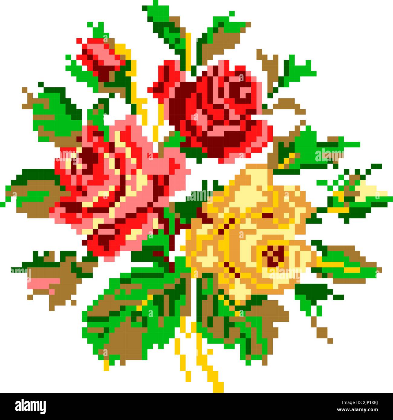 Bouquet de roses motif point de croix. Motif rétro multicolore ...