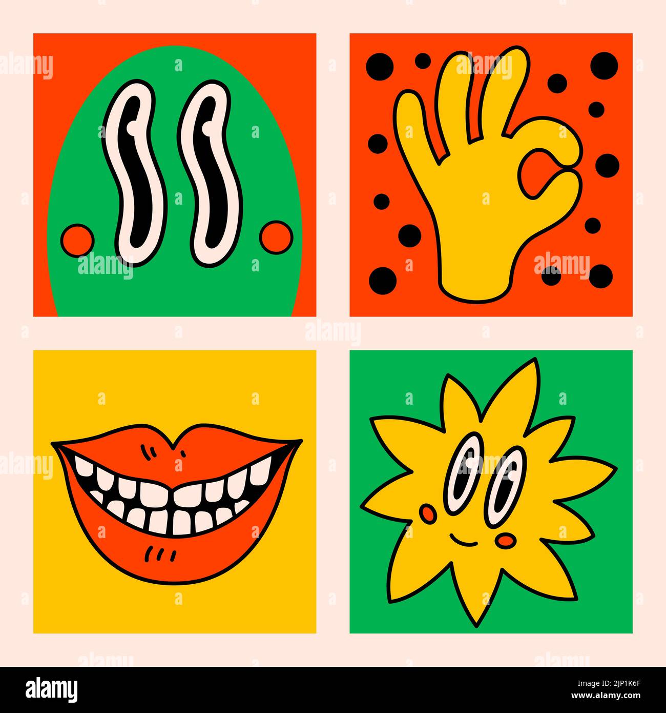 Dessin animé vecteur drôle cartes Comic. Crazy caricatures Abstract ... Dessin animé vecteur drôle cartes Comic. Crazy caricatures Abstract ...