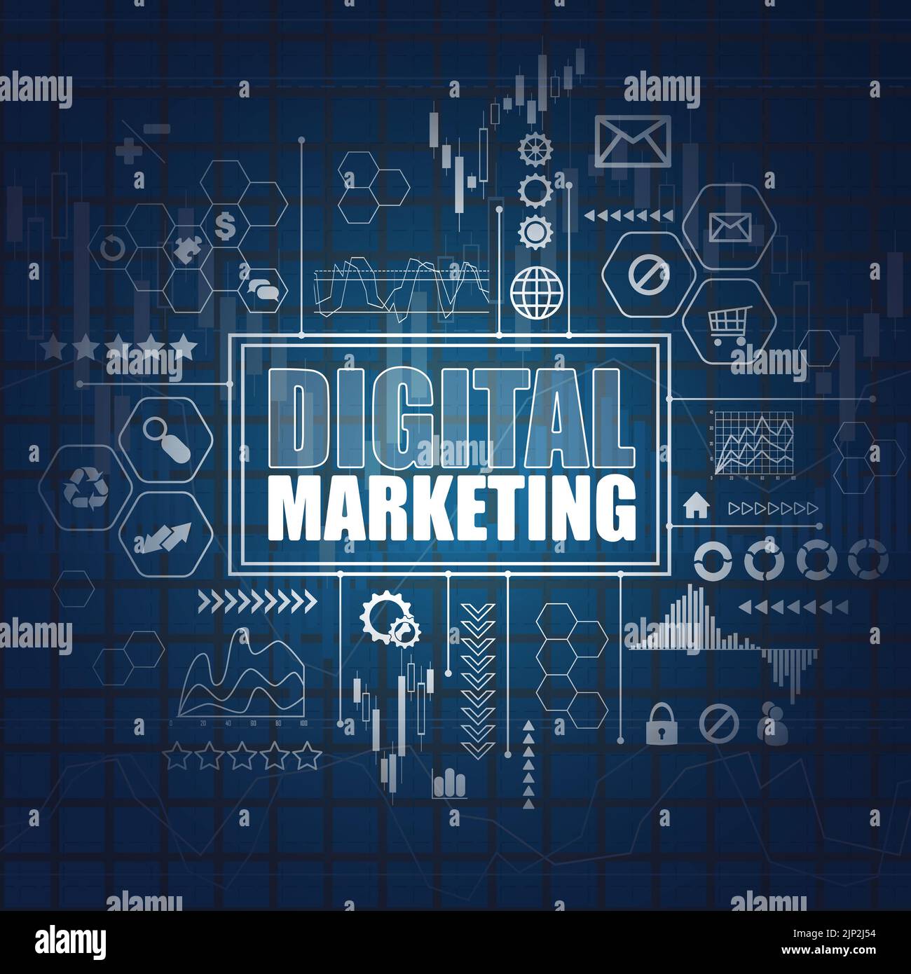 Arrière-plan du tableau des symboles de marketing numérique Image ...