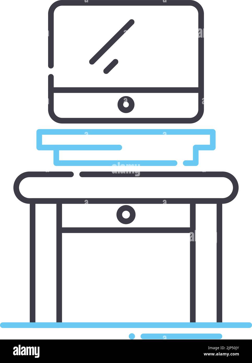 icône de ligne de table d'ordinateur, symbole de contour, illustration ...