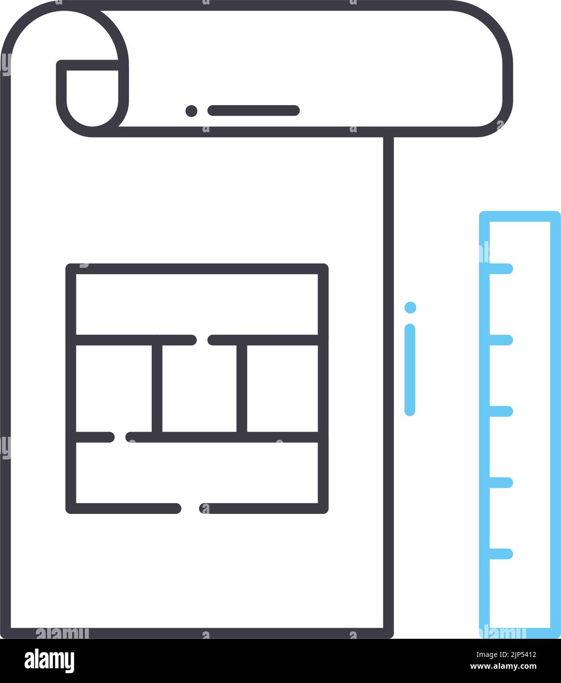 icône de ligne de plan directeur technique, symbole de contour ...