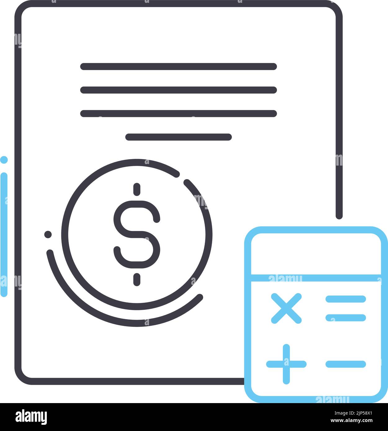 icône de ligne du système de comptabilité financière, symbole de ...