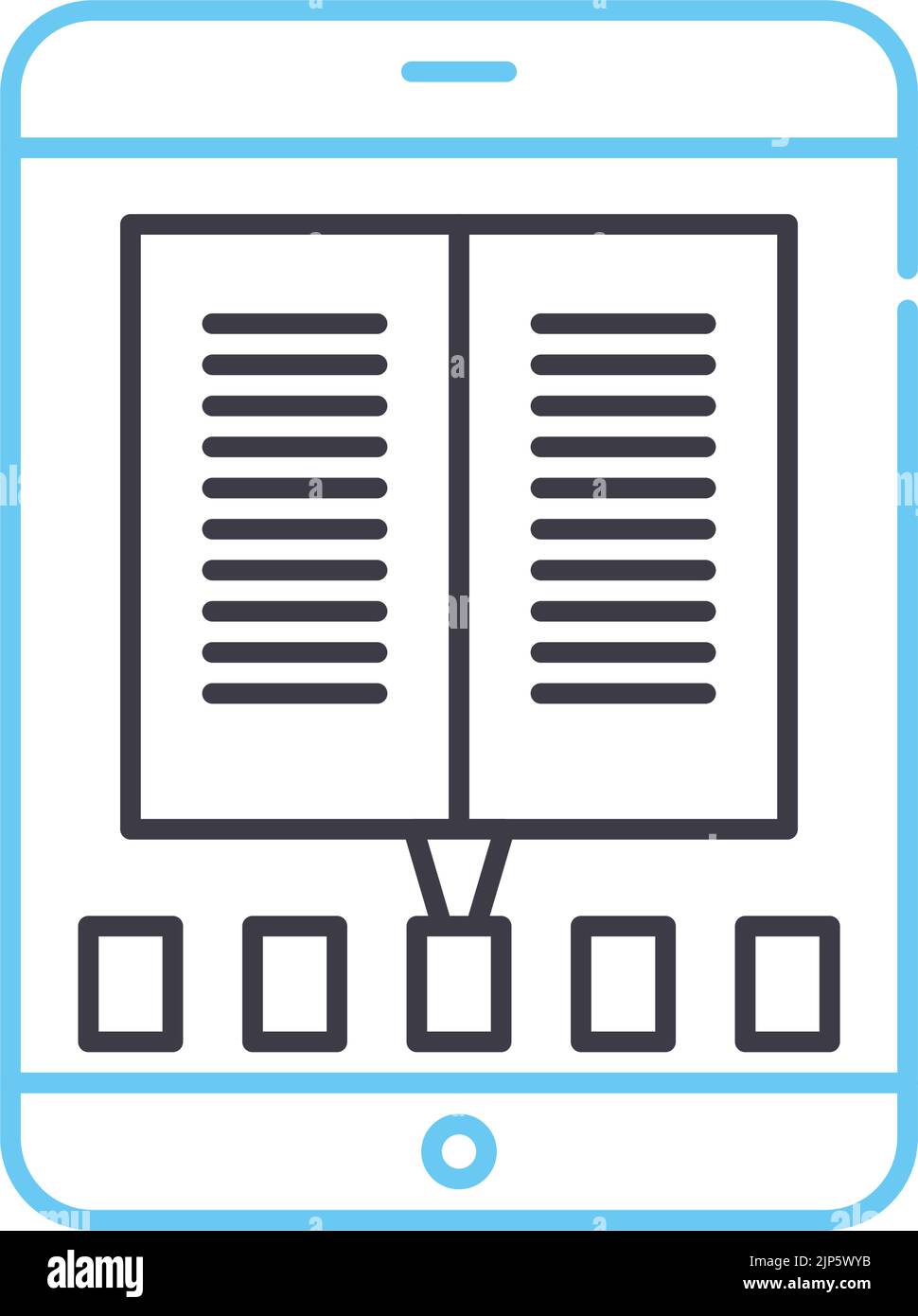 icône de la ligne du lecteur de livres électroniques, symbole de ...