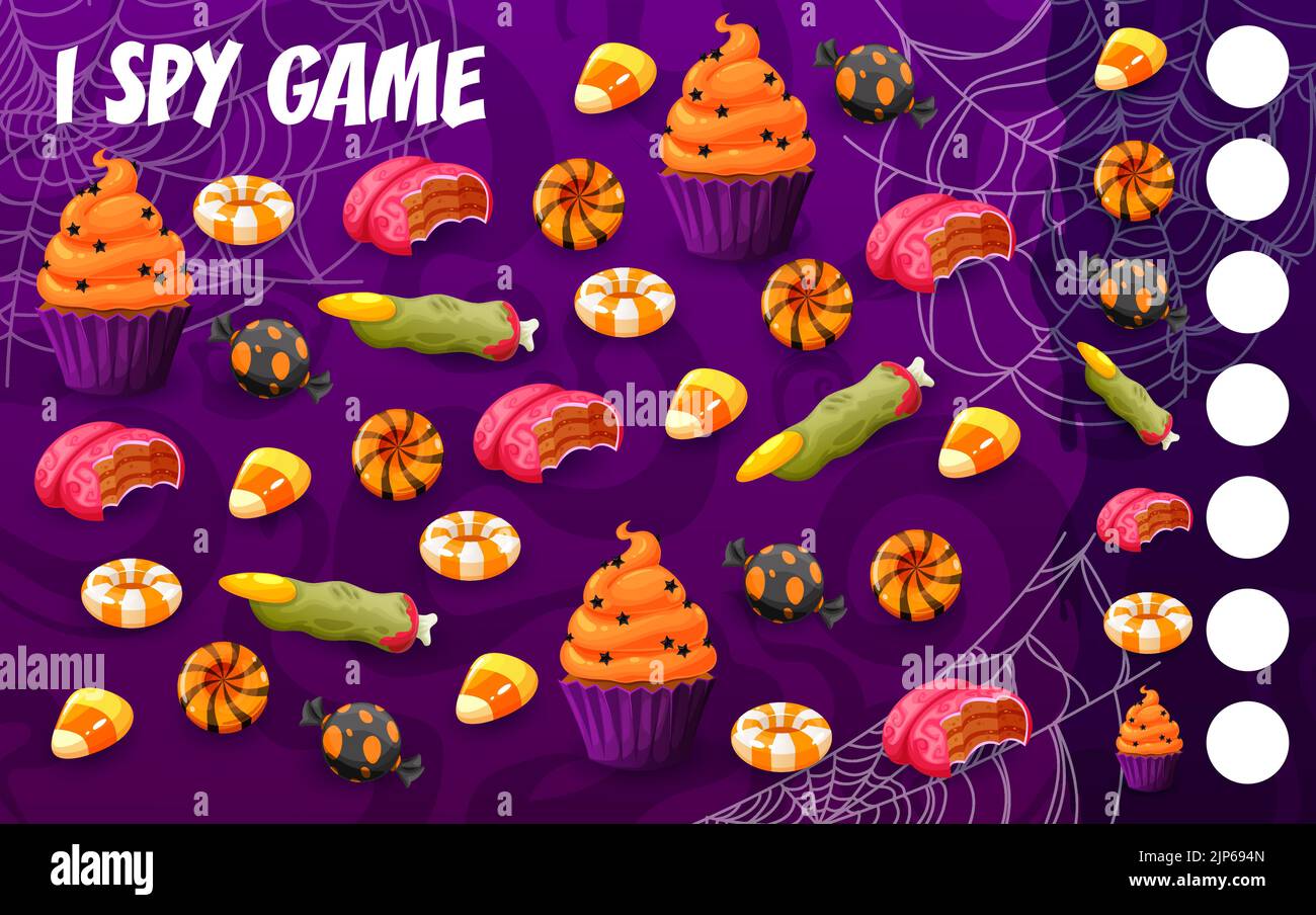Halloween I Spy jeu feuille de travail de bonbons de vacances, bonbons ...