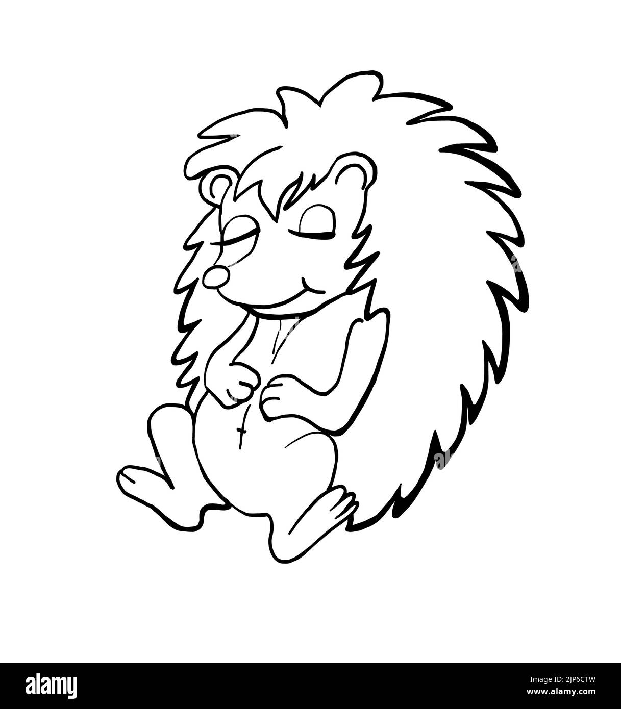 Petit hérisson endormi, illustration pour livre de coloriage pour ...