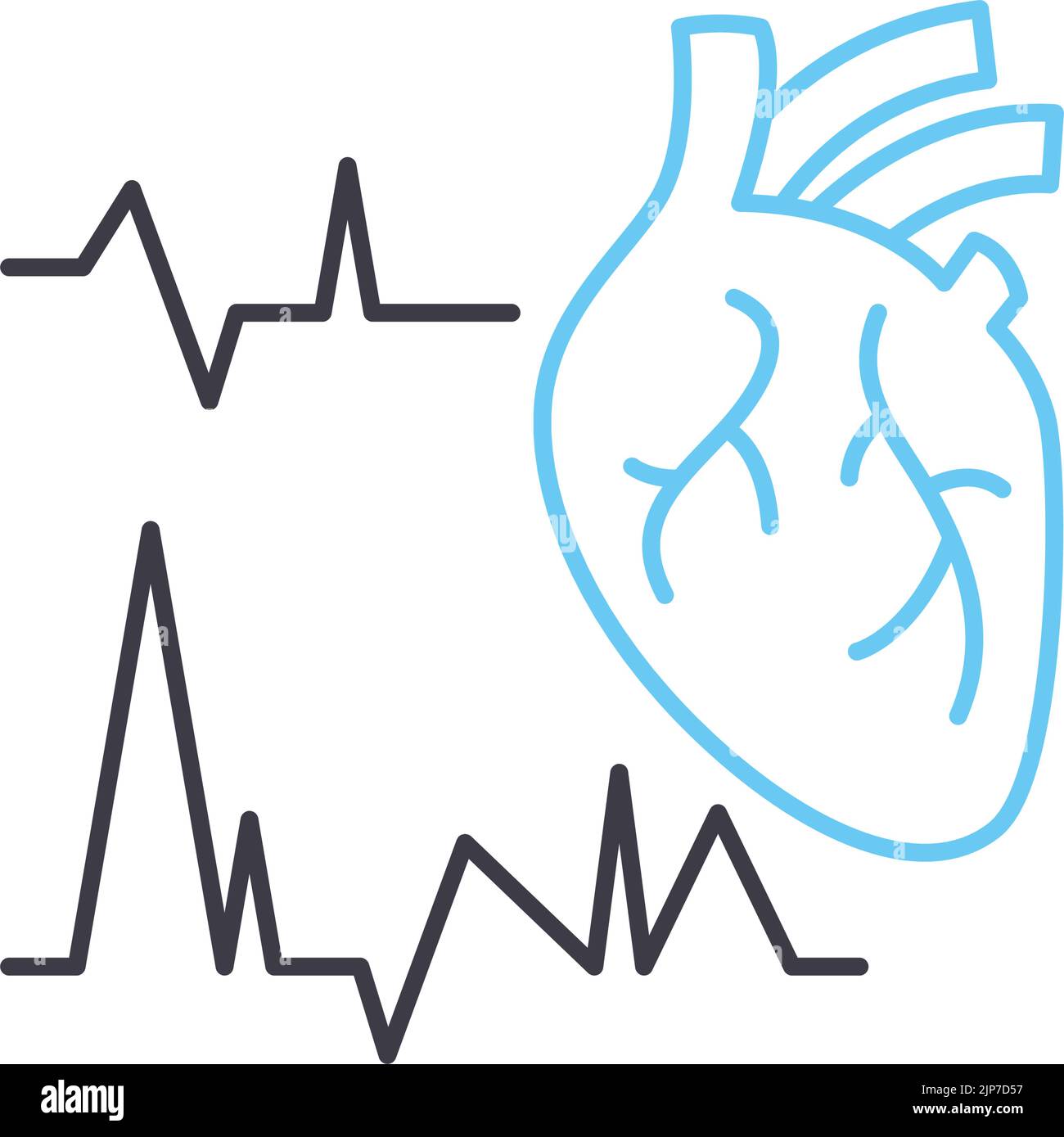 icône de ligne de tracé ecg, symbole de contour, illustration ...