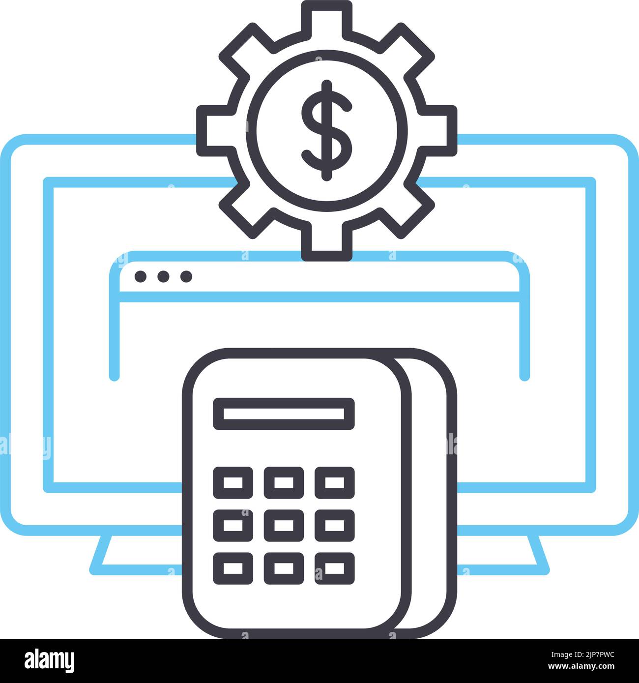 icône de ligne du système de comptabilité, symbole de contour ...