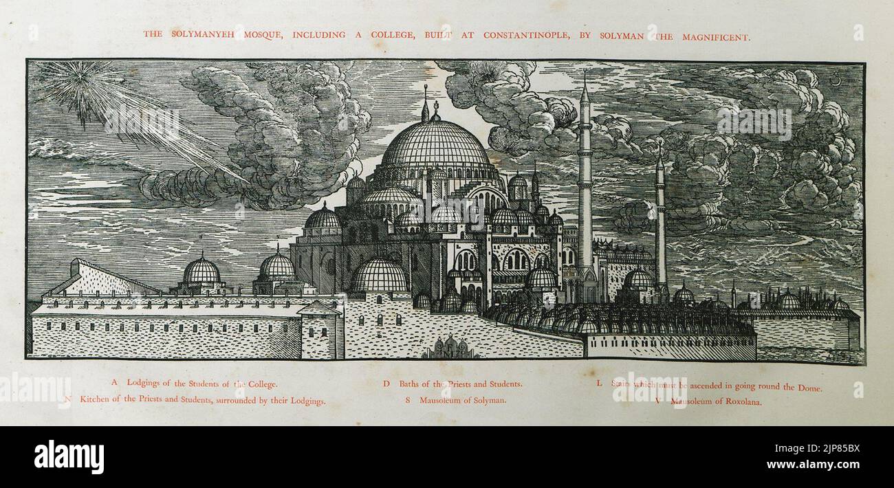 La mosquée de Solymanyeh, dont un collage, construit à Constantinople ...