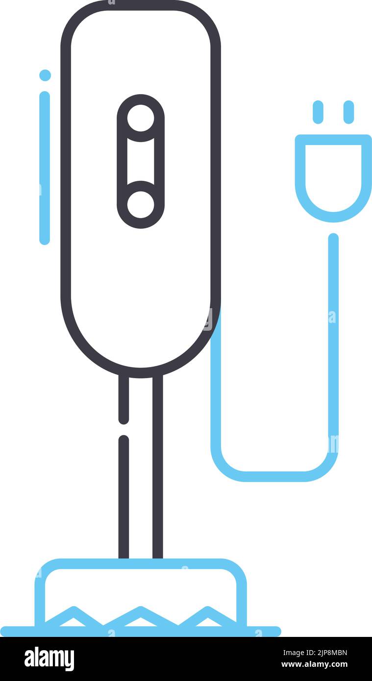 icône de ligne de mixeur plongeant de cuisine, symbole de contour ...