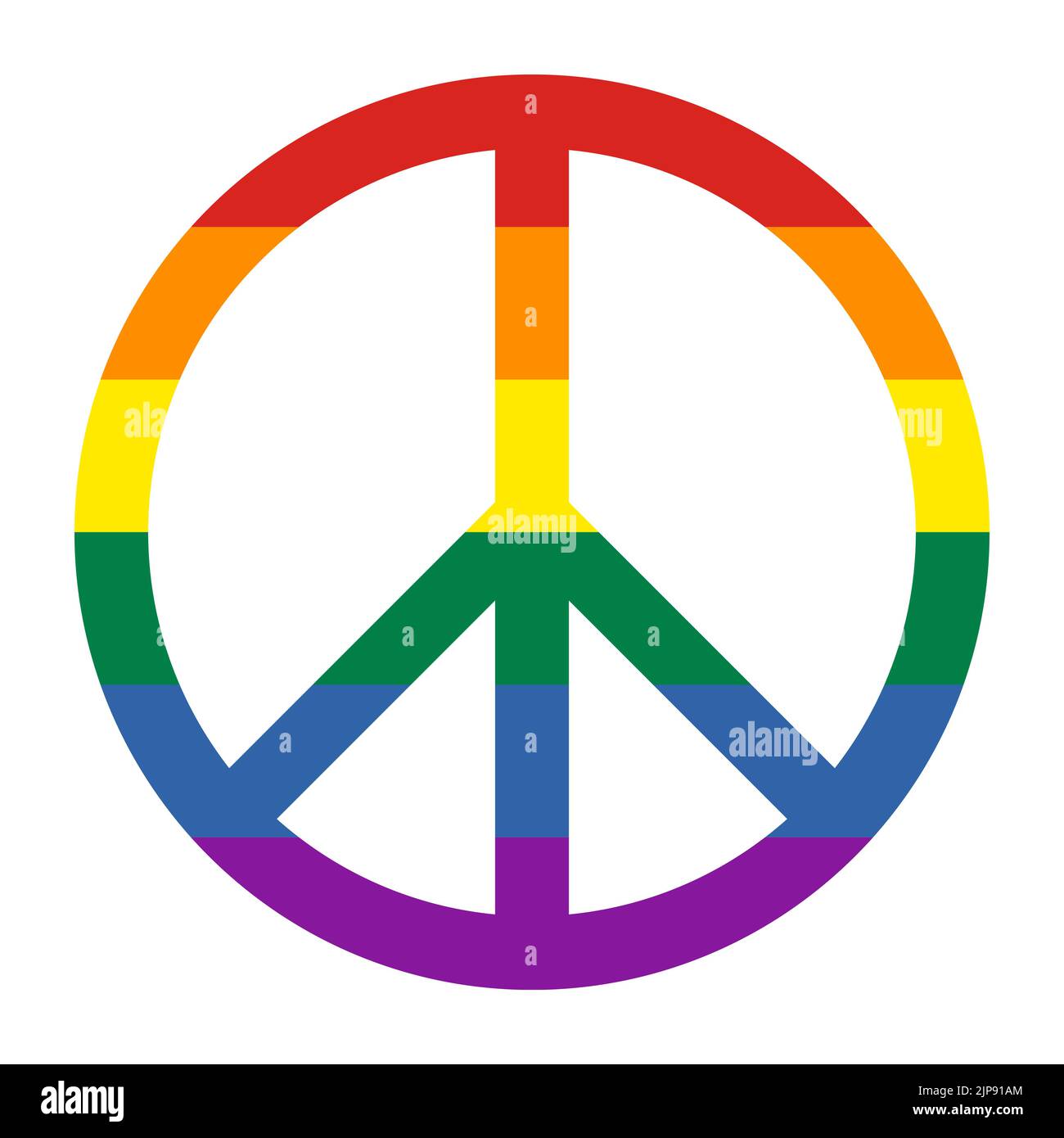 Symbole de paix avec couleurs de drapeau de fierté isolées sur fond ...