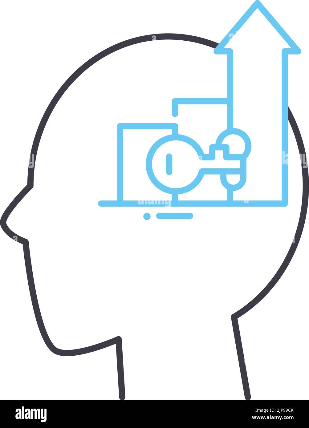 icône de ligne d'esprit de réussite clé, symbole de contour ...