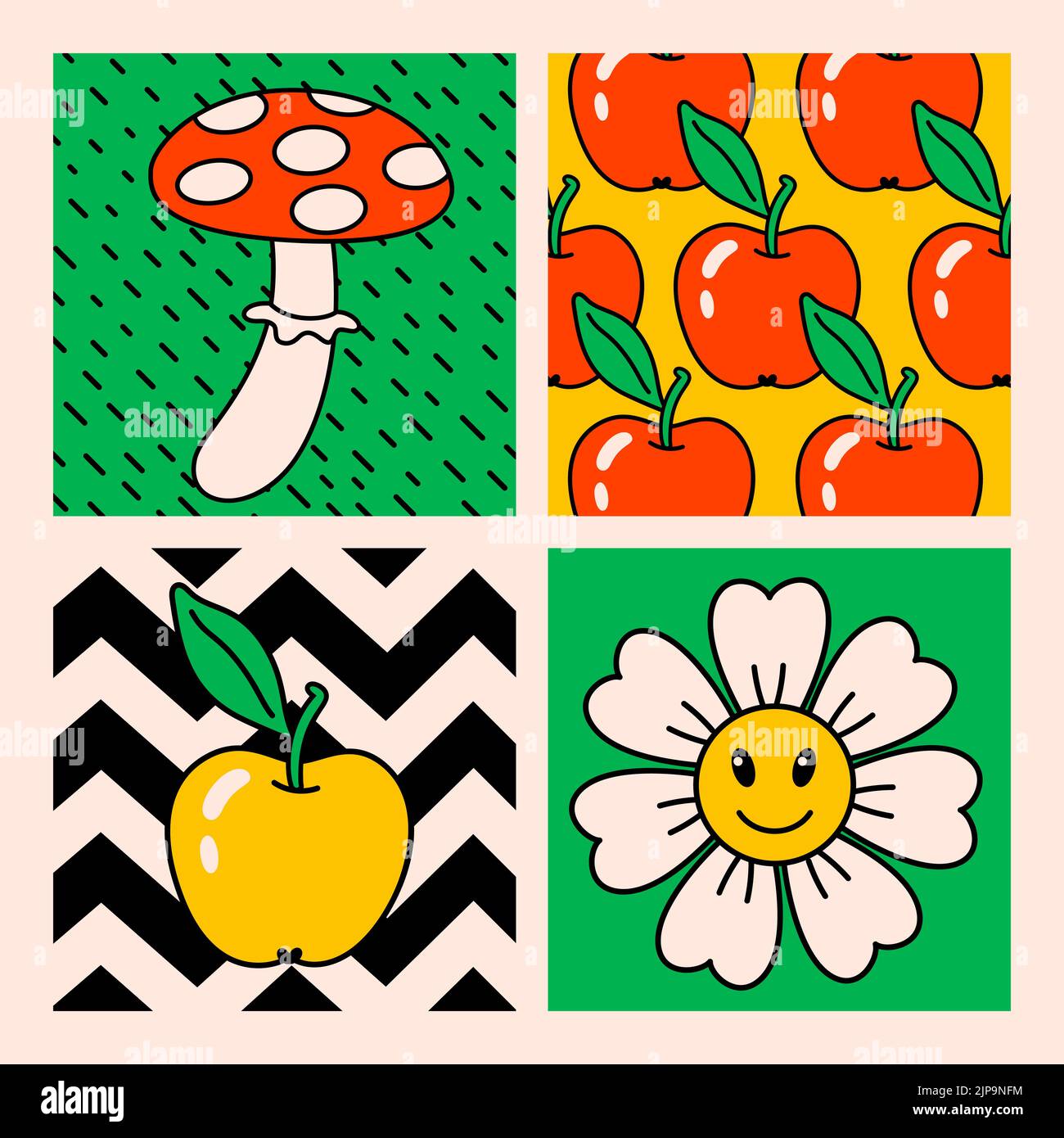 Dessin animé vecteur drôle cartes Comic. Crazy caricatures Abstract ... Dessin animé vecteur drôle cartes Comic. Crazy caricatures Abstract ...