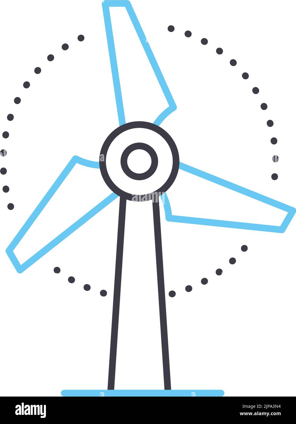 icône de ligne d'éolienne, symbole de contour, illustration vectorielle ...