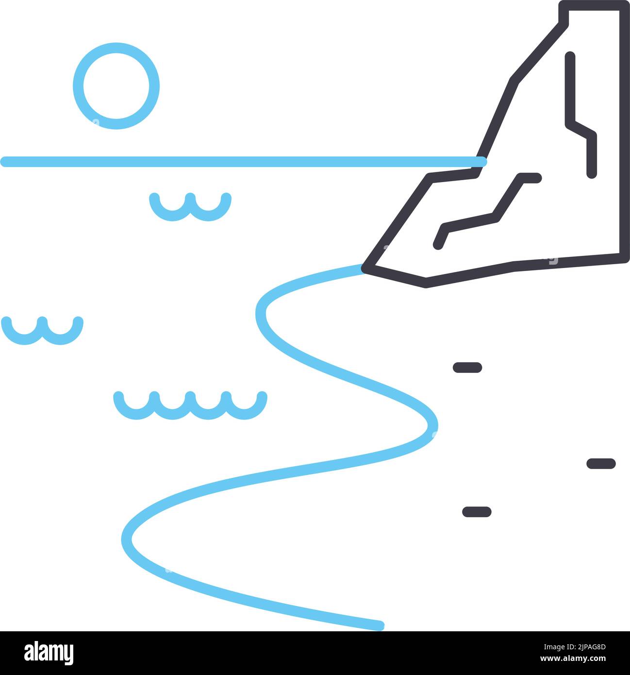 icône de la plage du paradis, symbole de contour, illustration ...