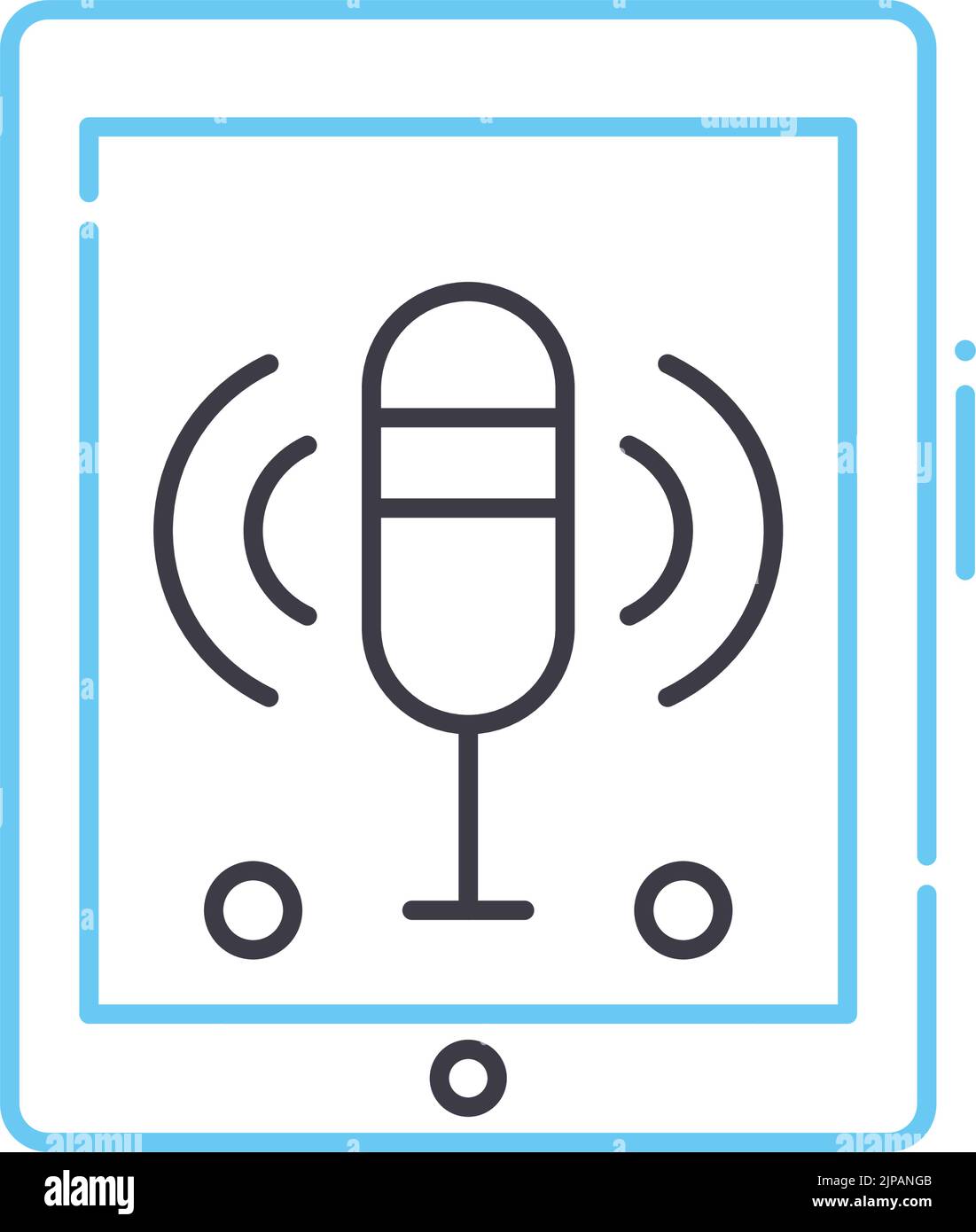 icône de ligne de l'enregistreur vocal, symbole de contour ...