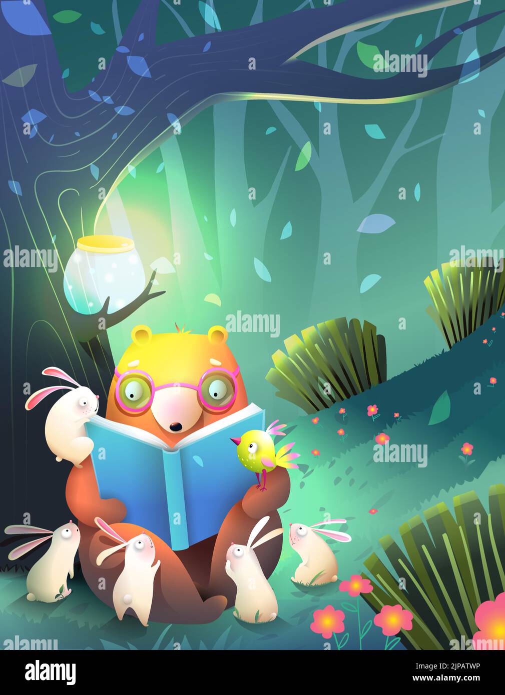 Tree children reading school Banque d'images vectorielles - Alamy
