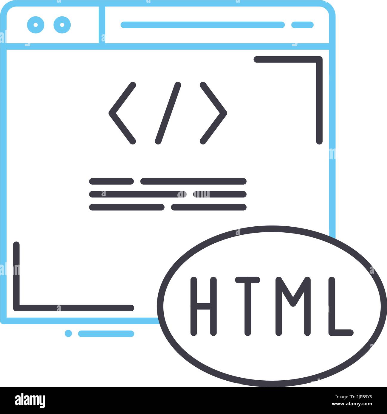 icône de ligne html, symbole de contour, illustration vectorielle ...