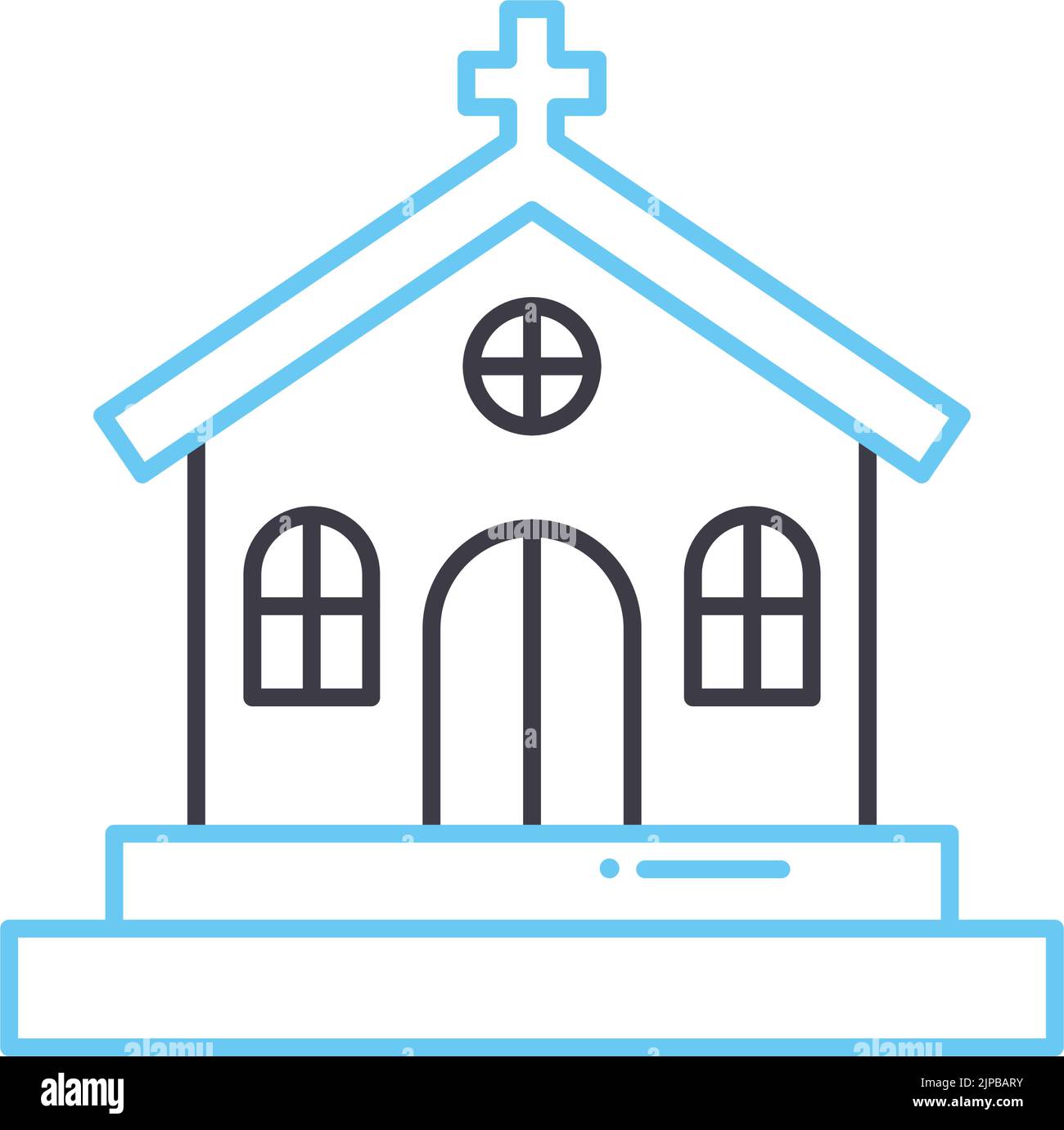 icône de ligne de temple, symbole de contour, illustration vectorielle ...