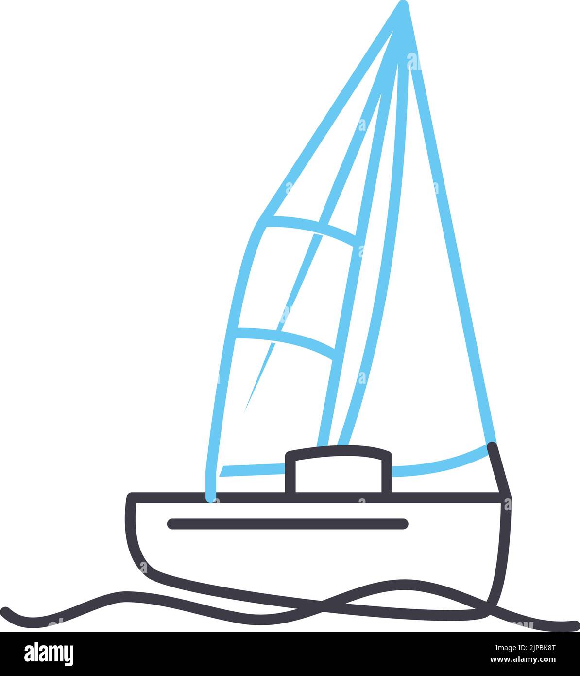 icône de la ligne de yacht à voile, symbole de contour, illustration de ...