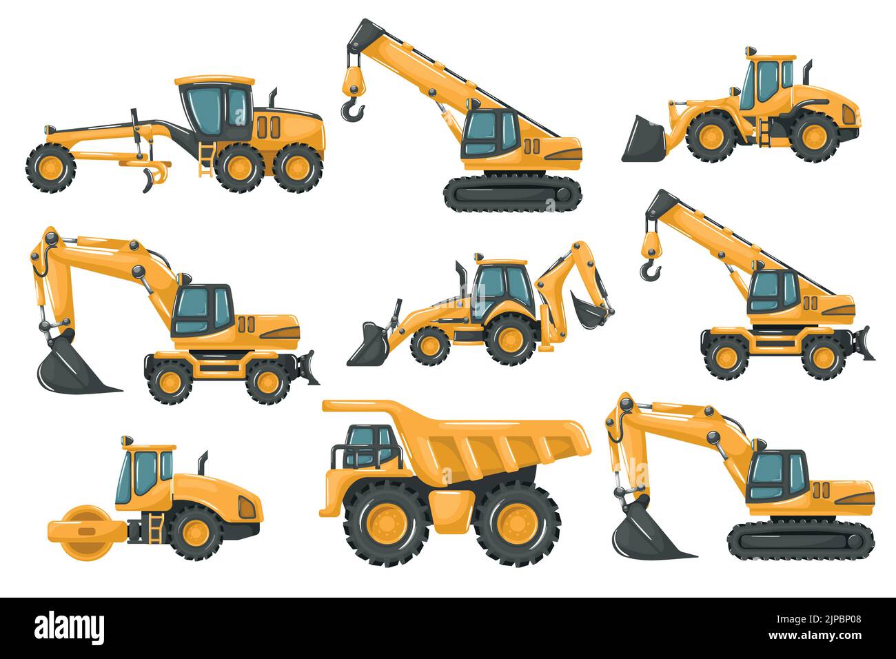 Jeu de machines lourdes de dessin animé pour la construction et l ...