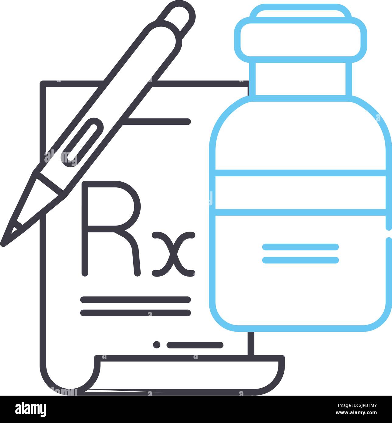 prescription de l'icône de la ligne de médecine, du symbole de contour ...